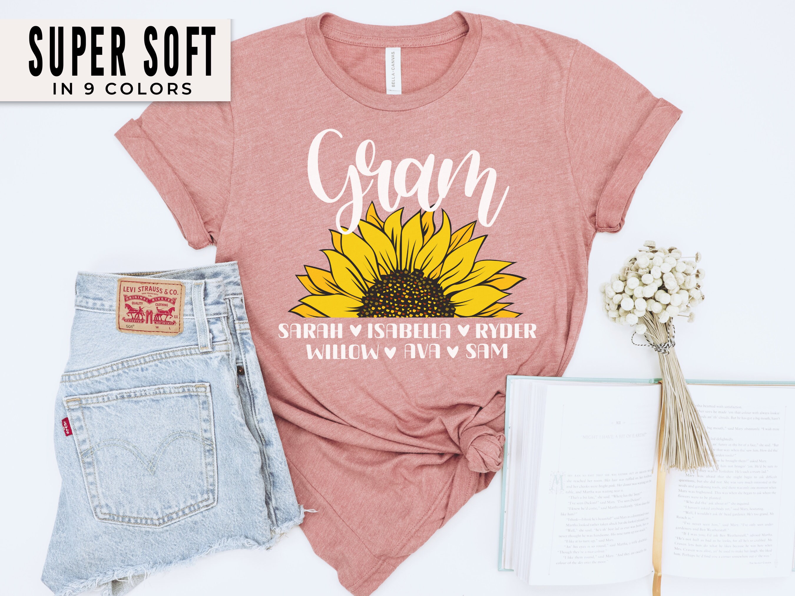 Gram Shirt With Grandkids Names Personalized Gram Floral Shirt - Etsy