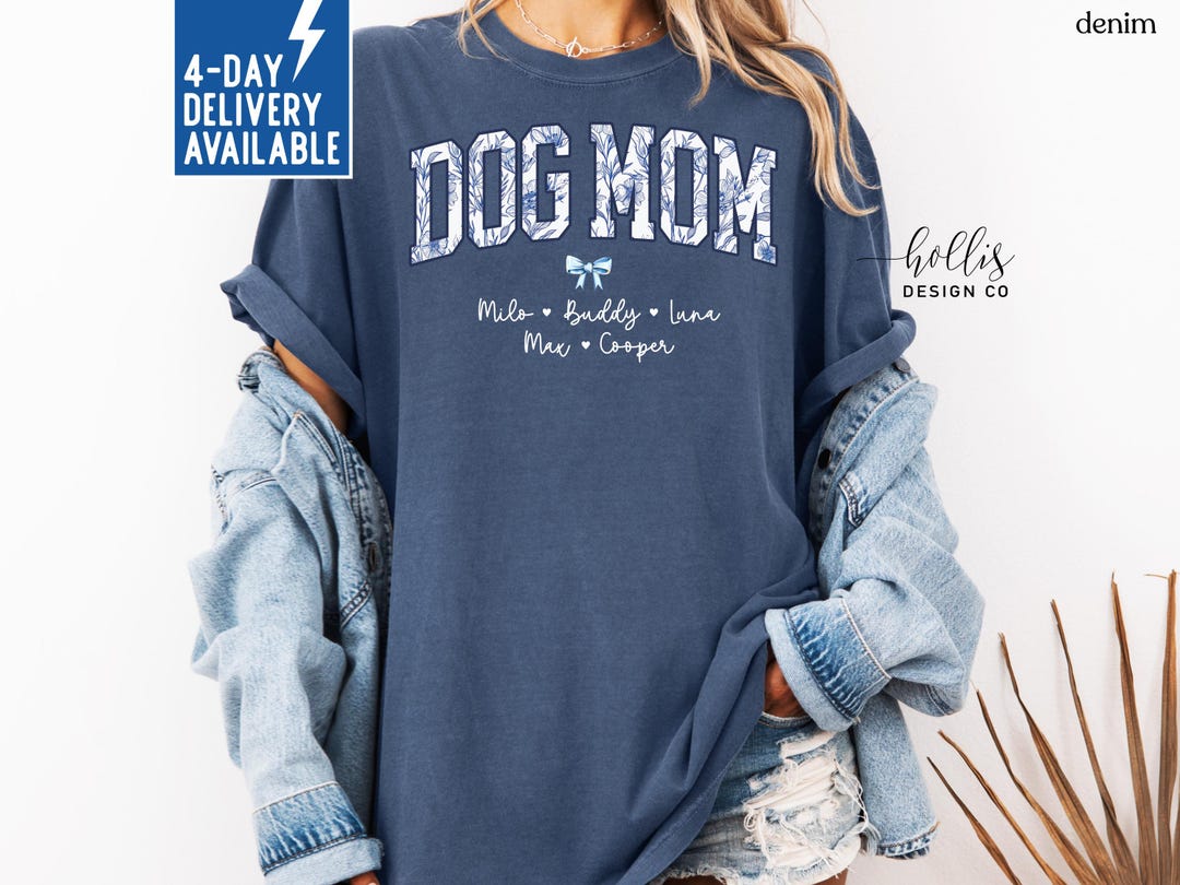 Custom Dog Mom Shirt Gift for Dog Mom Tshirt Personalized Dog Mom Shirt ...