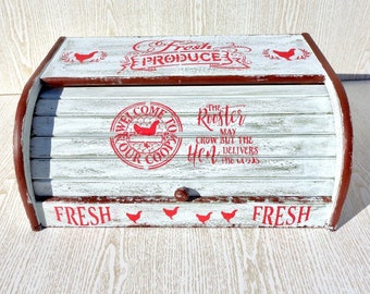 Vintage Rooster Bread Box - Etsy