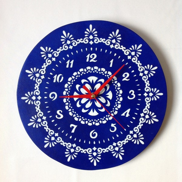 Blue and White Clock - Etsy