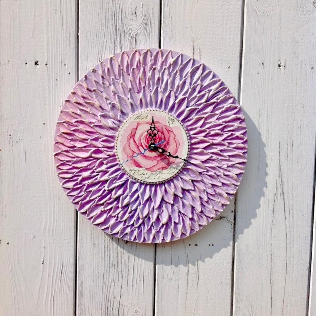 Unique Flower Wall Clock Pink Floral Clock Daisy Clock Sculptural ...