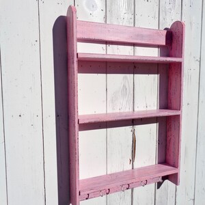 Pink Wall Shelves Open Shelving Unit Nursery Shelf With Hooks - Etsy