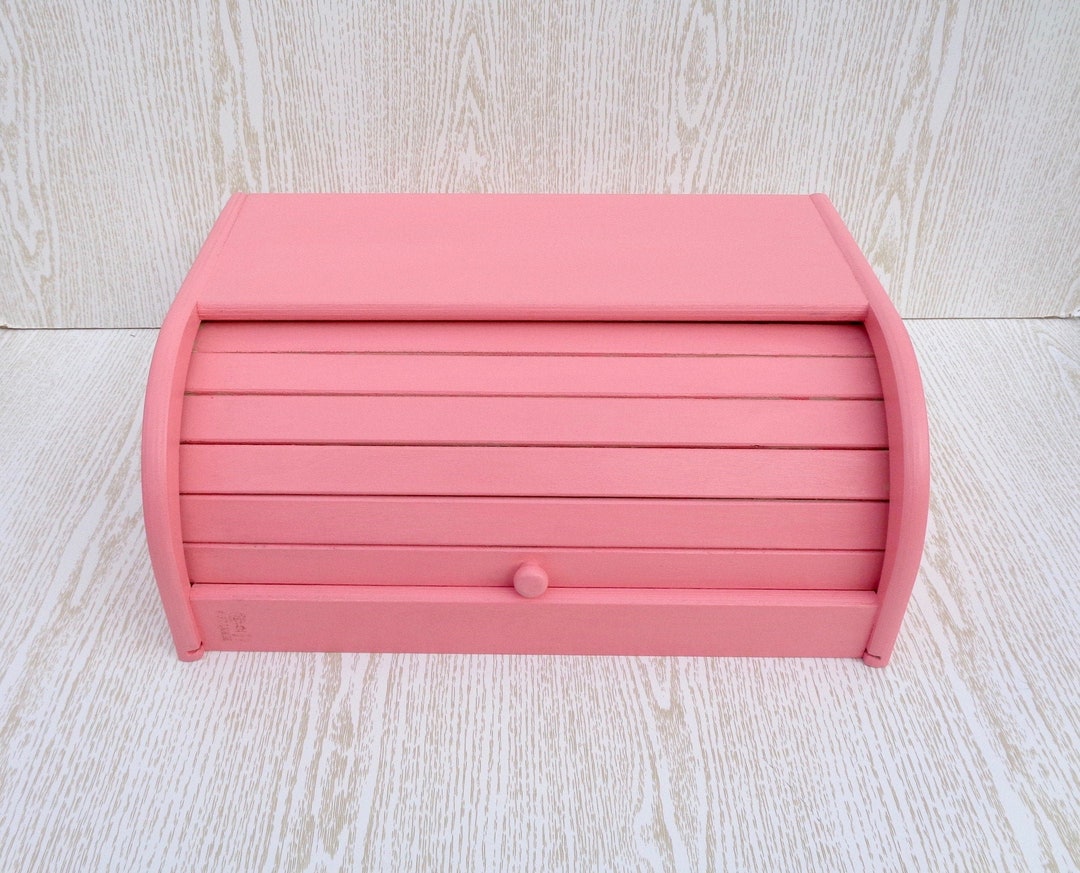Veneziano Pink Bread Box Wooden Bread Bin Modern Farmhouse - Etsy
