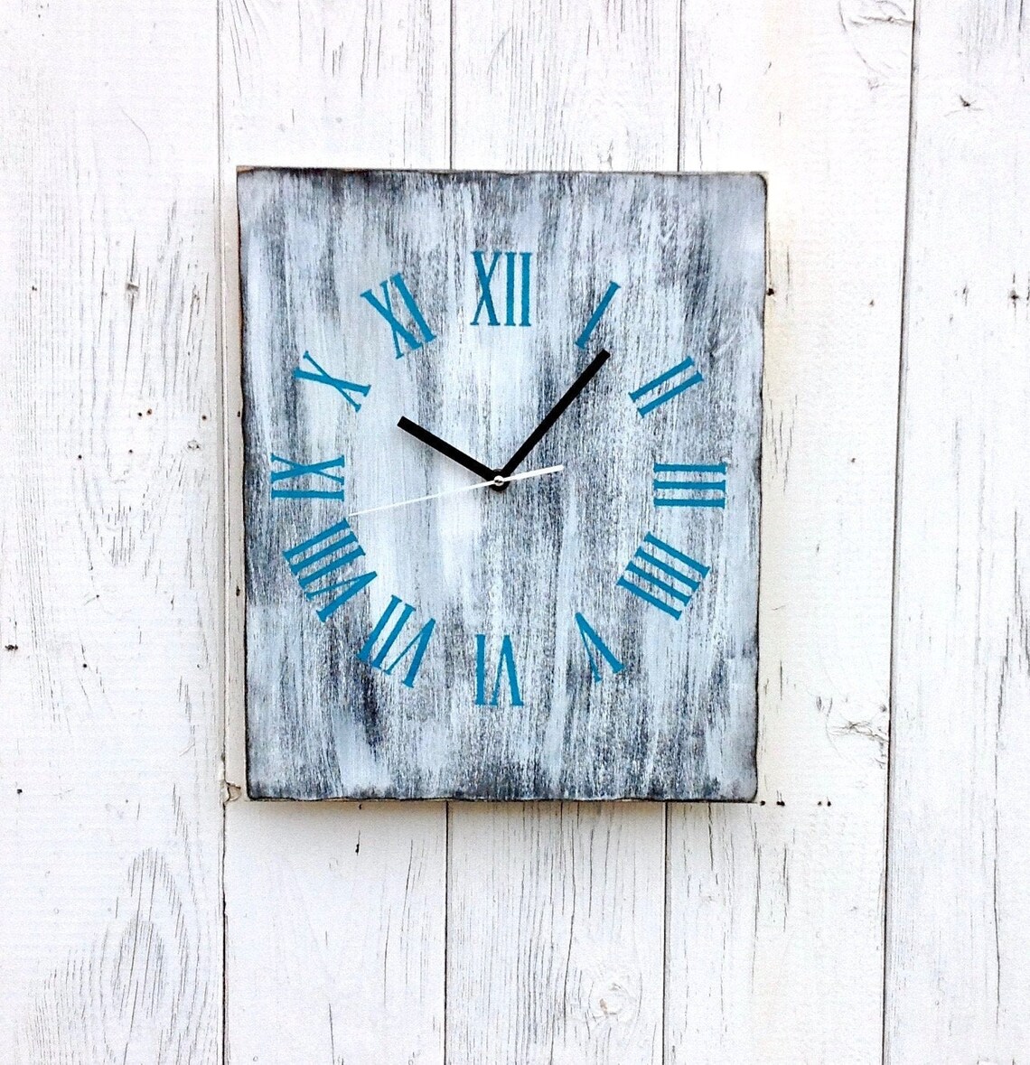 Farmhouse Clock Rustic Modern Wood Wall Clock Rectangular - Etsy