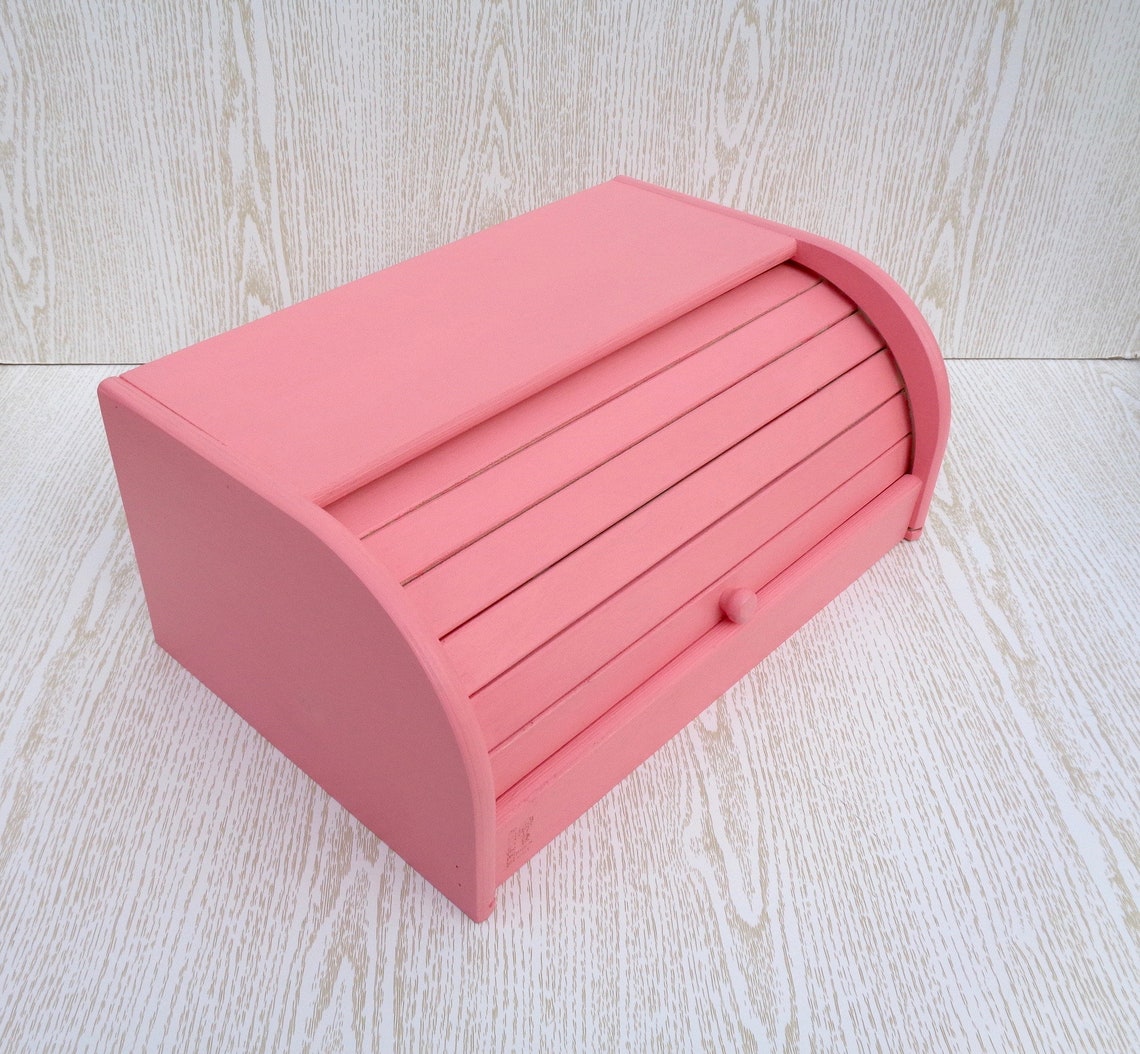 Veneziano pink bread box wooden bread bin Modern farmhouse | Etsy