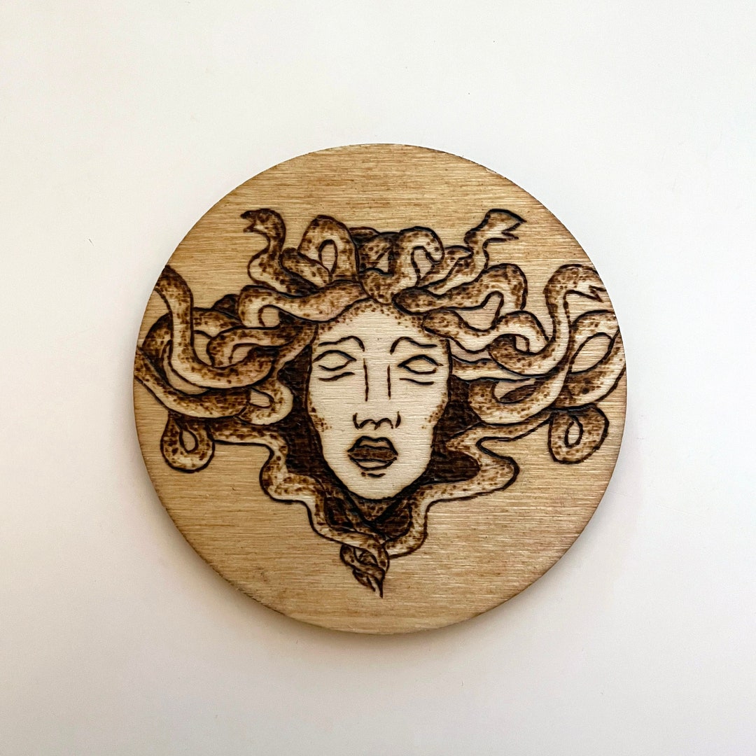 Medusa Greek Mythology Pyrography Woodburn Magnet - Etsy