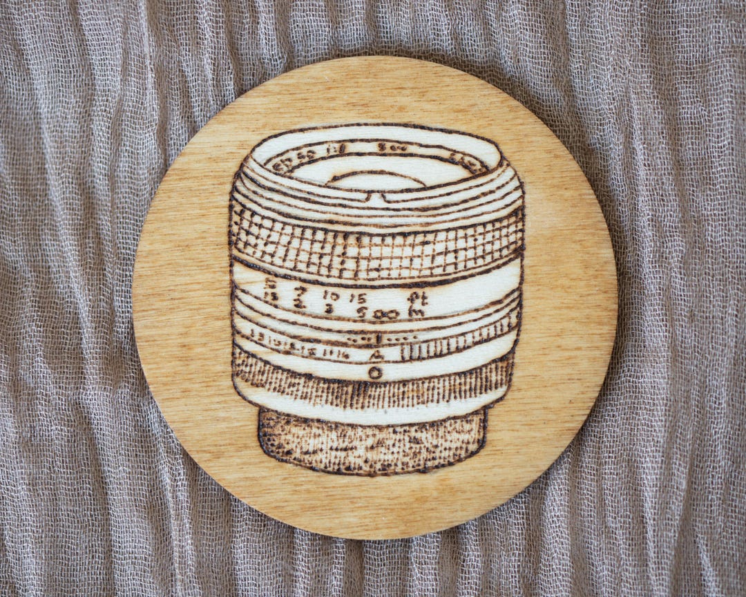 Camera Lens Woodburn Art Magnet for Fridge, Wall Art Kitchen Decor ...