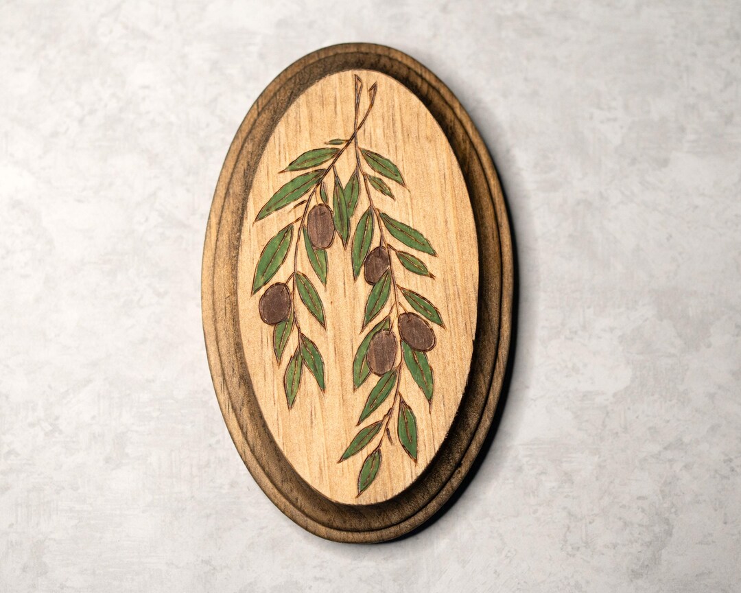 Olive Branch Woodburn Art for Gallery Wall Wood Decor - Etsy
