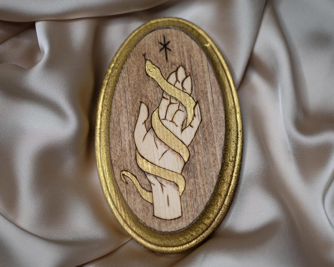 Hand and Snake Woodburn Pyrography Plaque - Etsy