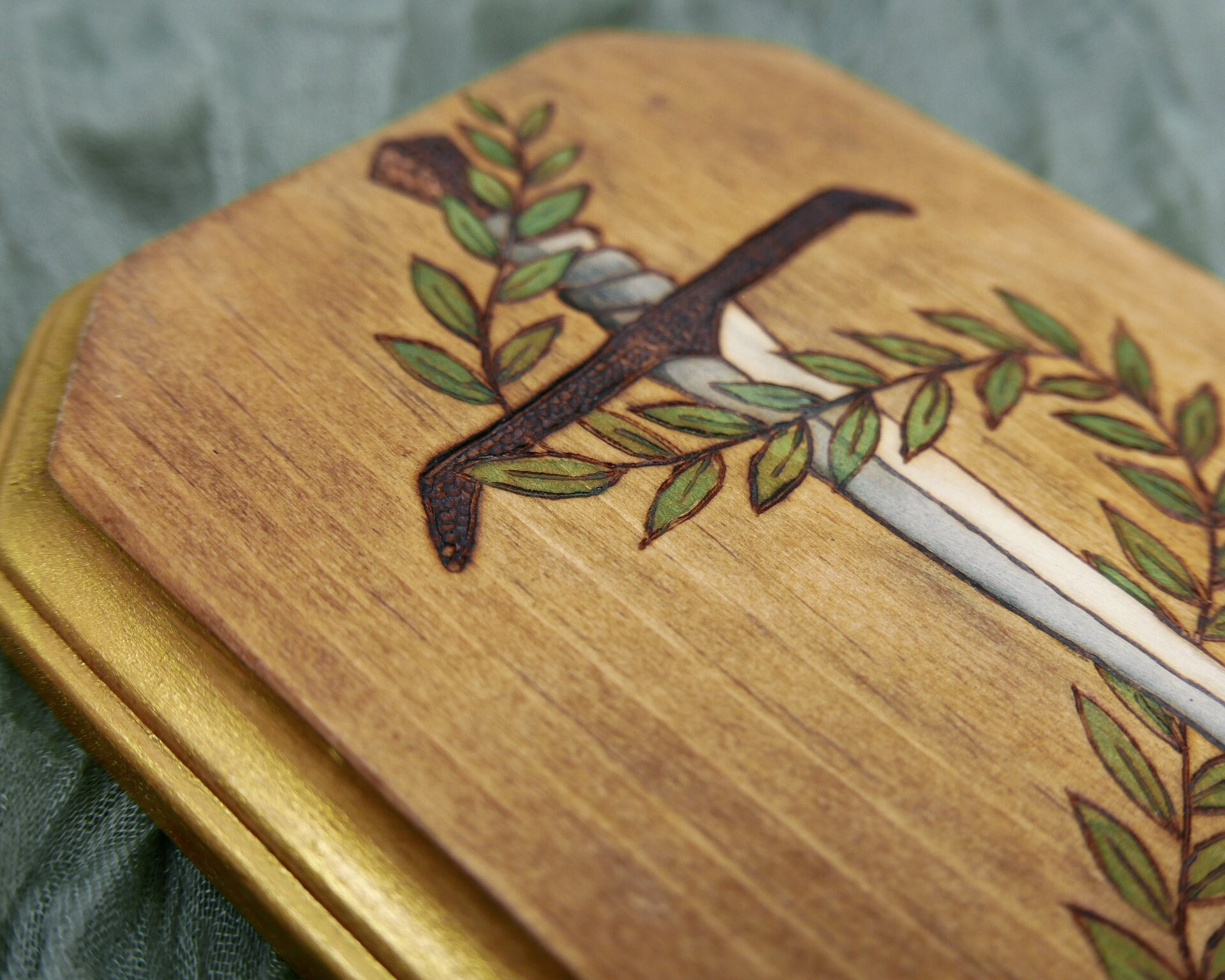 Dagger and Vine Medieval Pyrography Woodburn Plaque - Etsy