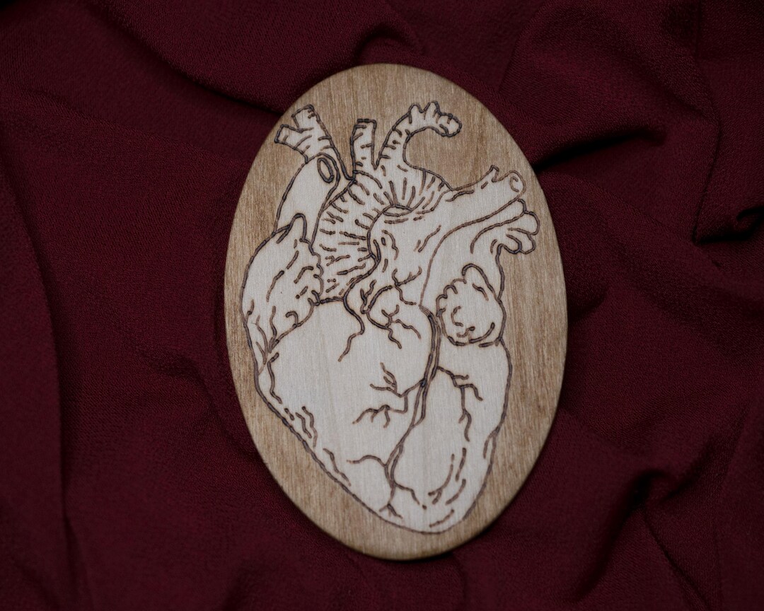 Anatomical Heart Pyrography Woodburn Magnet - Etsy
