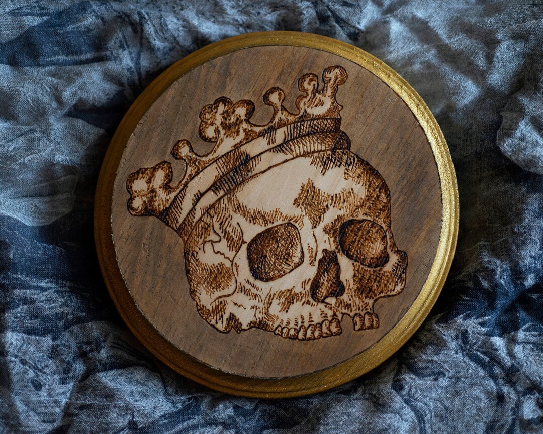 Skull Crown Pyrography Woodburn Art - Etsy