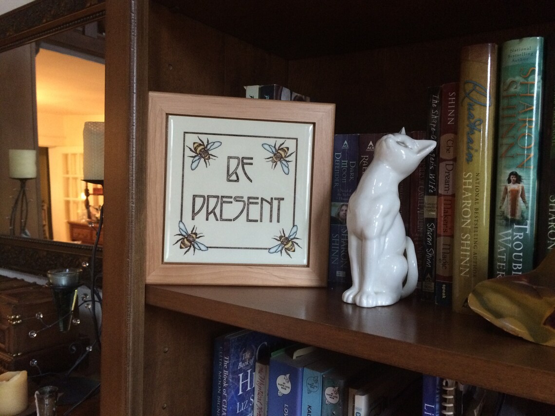 Original 'be Present' Etching by Elizabeth Andrews Printed on a Ceramic ...