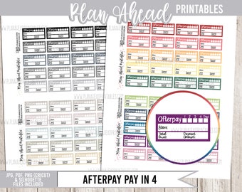 Afterpay Planner Stickers, Afterpay Stickers, Bill Tracker Stickers ...