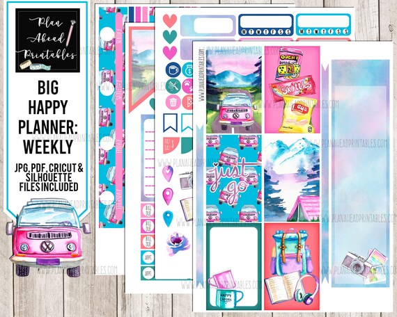 Big Happy Planner Printable Stickers Vertical Weekly Kit Road - Etsy