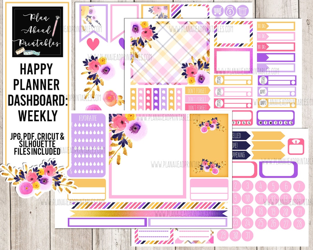 Happy Planner Printable Stickers Classic Dashboard Weekly Kit - Etsy