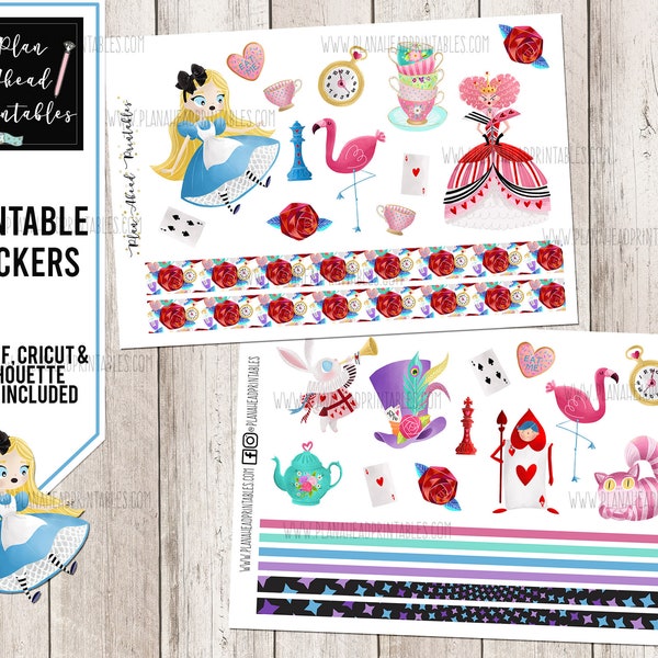 Printable Alice in Wonderland Stickers - Etsy