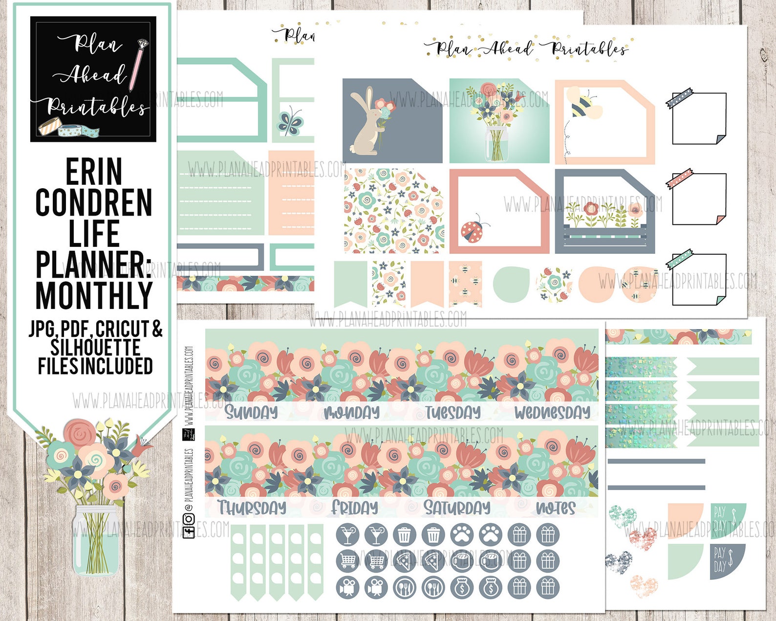 Erin Condren Life Planner Printable Sticker Monthly Kit Hello - Etsy