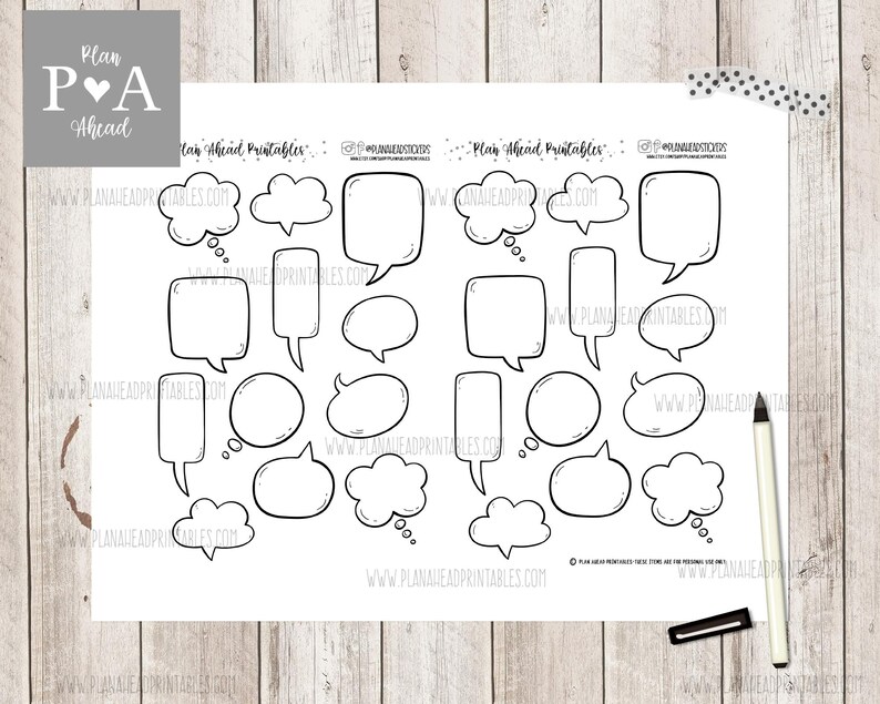 PRINTABLE Functional Talk Bubbles Planner Stickers, Bullet Journaling ...