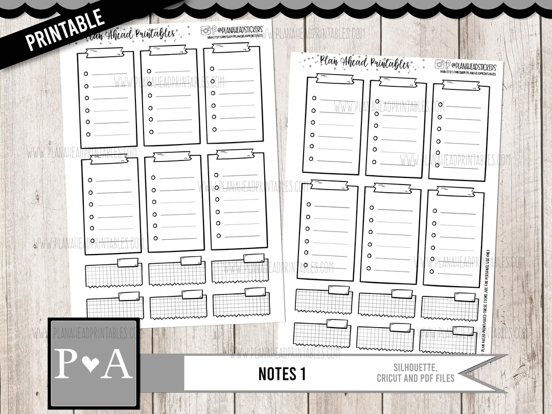 PRINTABLE Functional Note Pad Sticky Notes Planner Stickers, Bullet ...