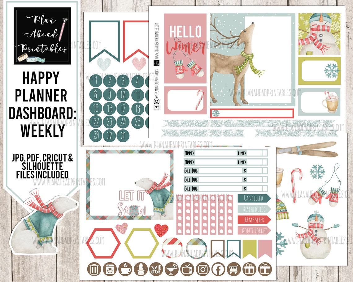 Happy Planner Printable Stickers Classic Dashboard Weekly Kit | Etsy