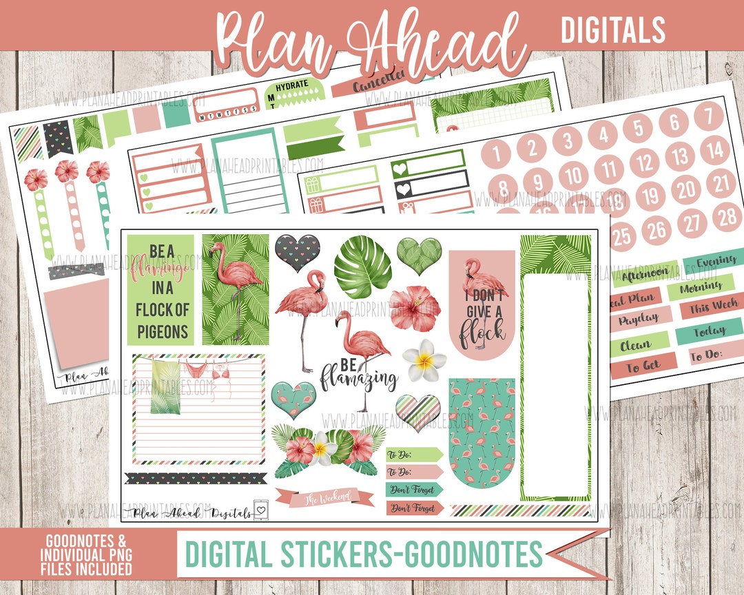STORE CLOSING 1/31 Tropical Flamingo Themed Digital Sticker Pack ...