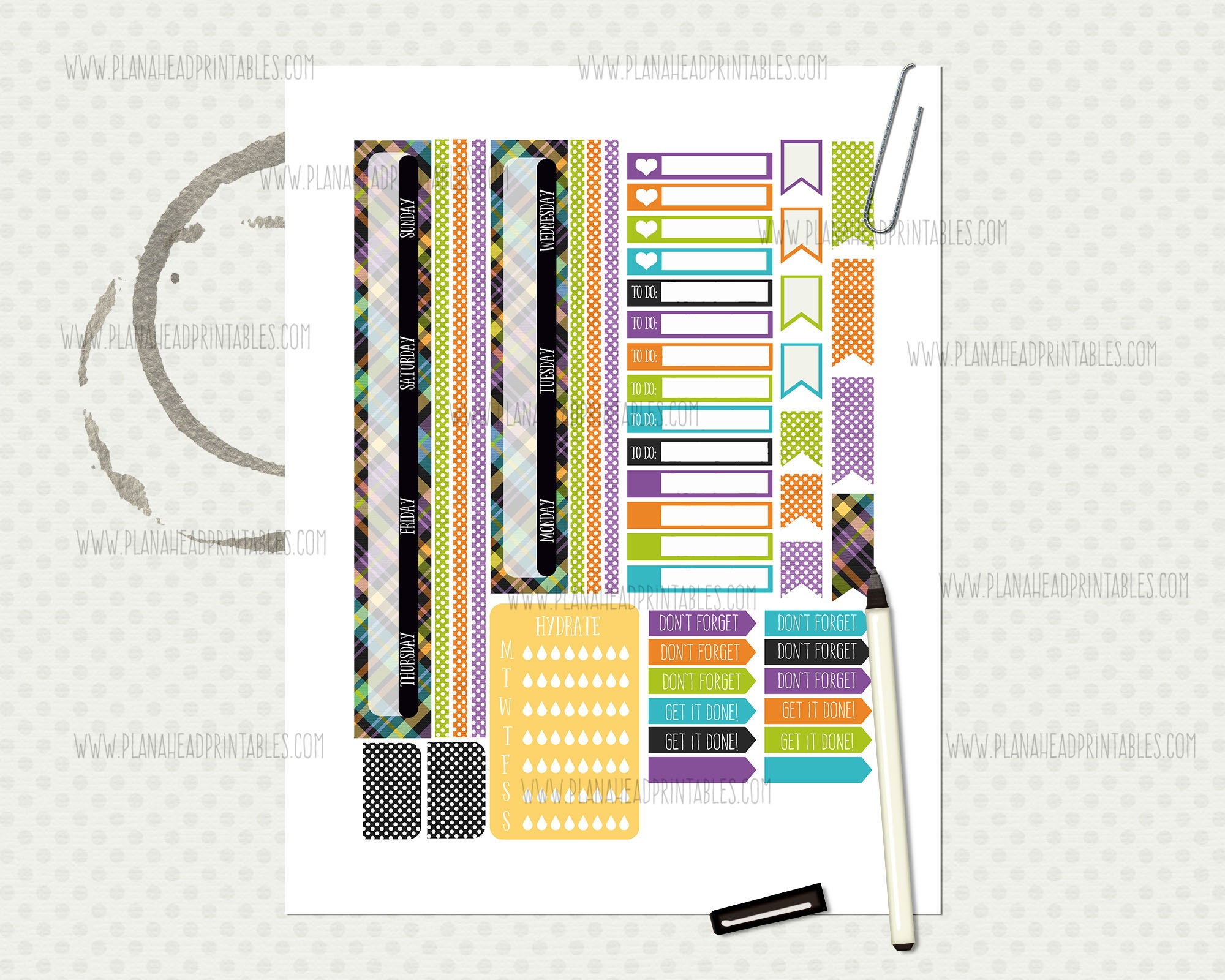 Big Happy Planner Printable Stickers Vertical Weekly Kit Cute - Etsy