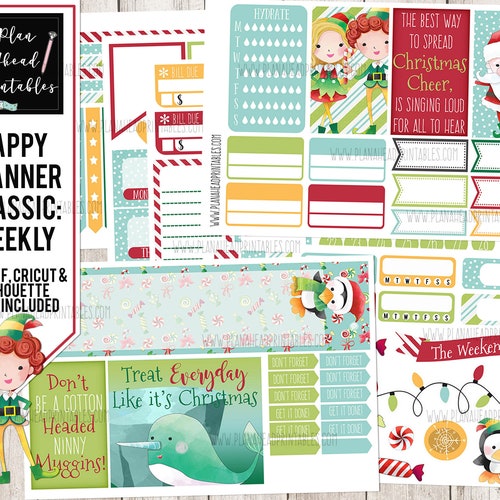 Pink Christmas Planner Sticker Printable Weekly Kit for Erin - Etsy