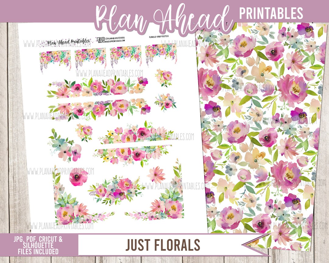 STORE CLOSING PRINTABLE Planner Stickers Watercolor Boho Floral Borders ...