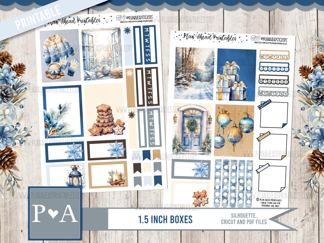 Winterly PRINTABLE 1.5 Inch Weekly Planner Kit, Bullet Journal Happy ...