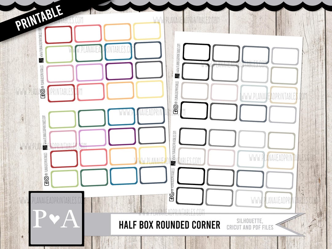 PRINTABLE Half Box Functional Planner Stickers Multi and Neutral Colors ...