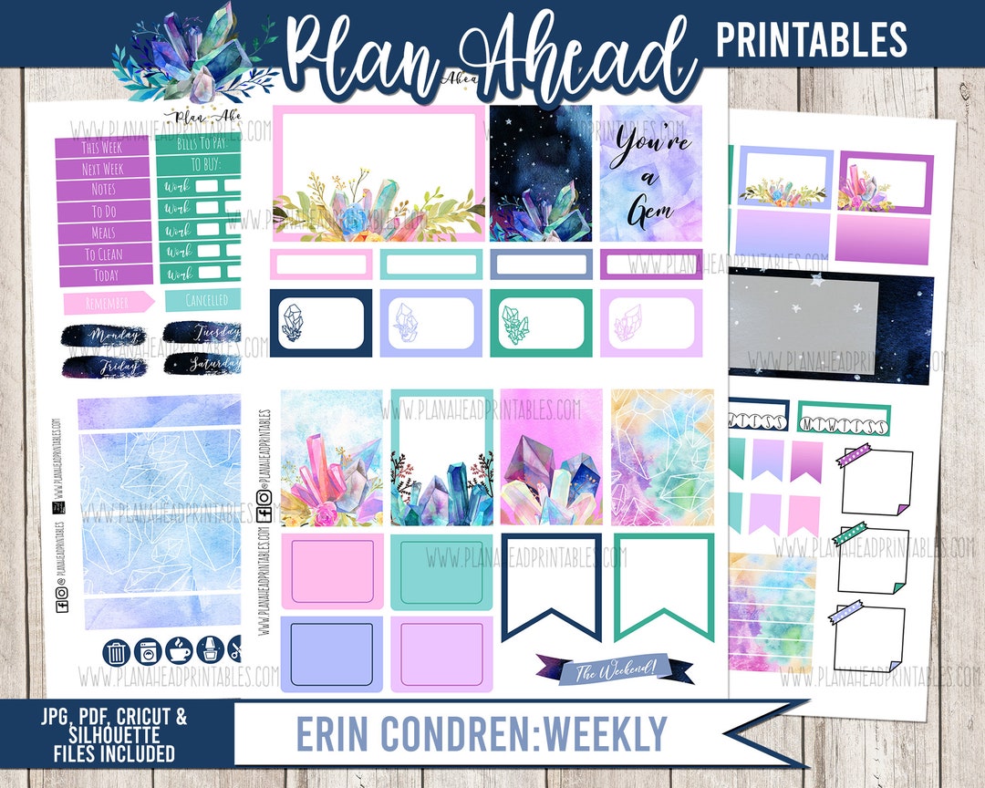 Erin Condren Life Planner Printable Sticker Weekly Kit, You're A Gem - Etsy