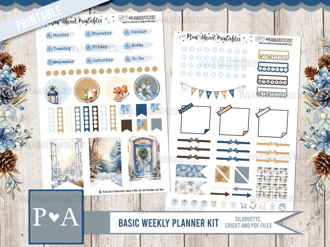 Winterly PRINTABLE Basic Weekly Planner Kit, Bullet Journaling Happy ...