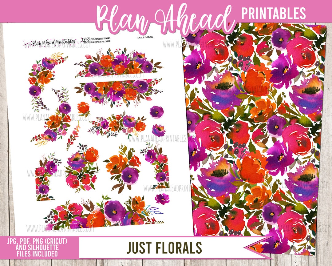 STORE CLOSING PRINTABLE Planner Stickers Watercolor Bright Pink Purple ...