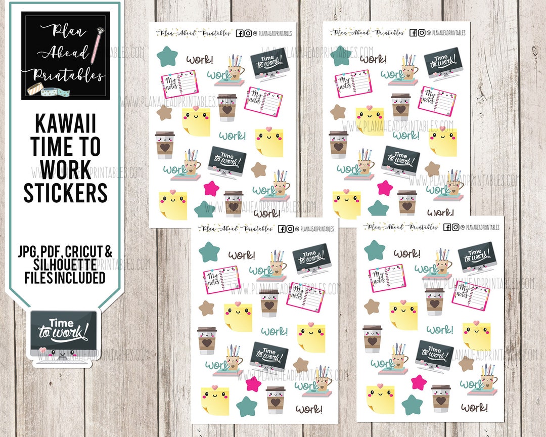 STORE CLOSING PRINTABLE Planner Kawaii Time to Work Task Stickers - Etsy