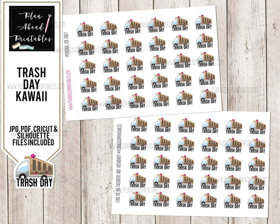 STORE CLOSING PRINTABLE Planner Stickers Kawaii Trash Day - Etsy