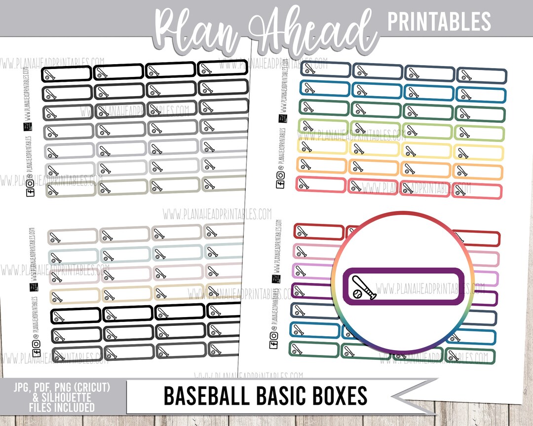 PRINTABLE Baseball Game Practice Planner Basic Boxes Stickers Happy ...