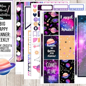Big Happy Planner Printable Stickers Vertical Weekly Kit, Space Galaxy ...