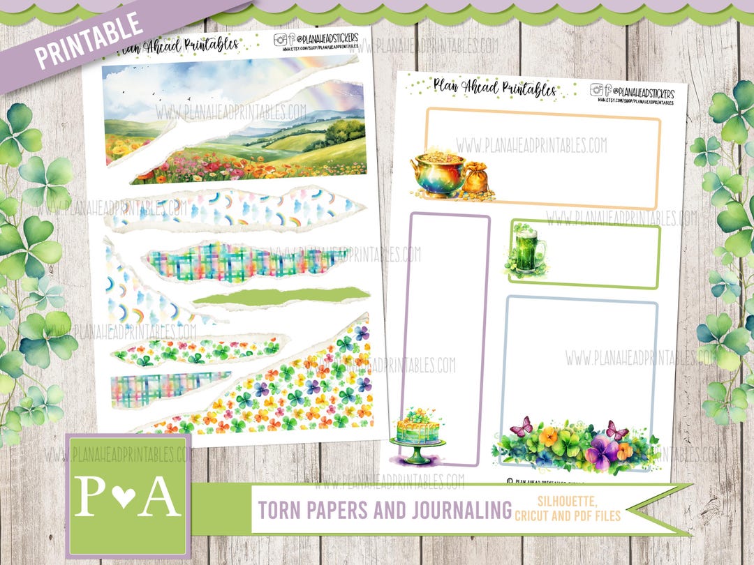 Shenanigans PRINTABLE Torn Papers and Journaling Boxes, Bullet Journals ...