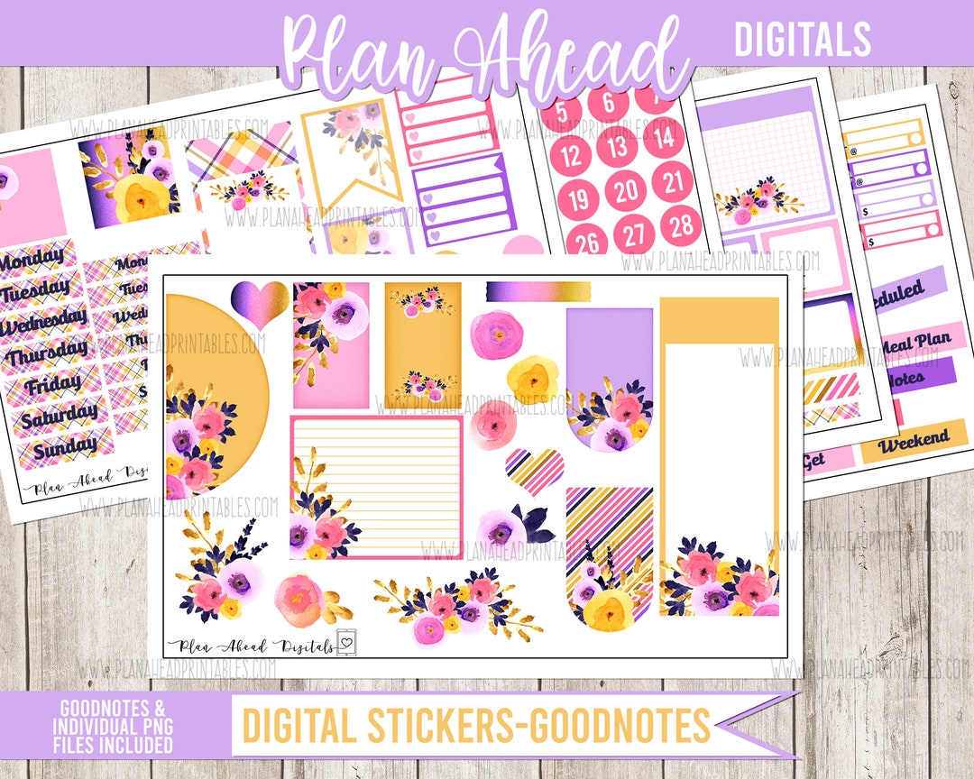 STORE CLOSING Spring Floral Themed Digital Sticker Pack Goodnotes iPad ...