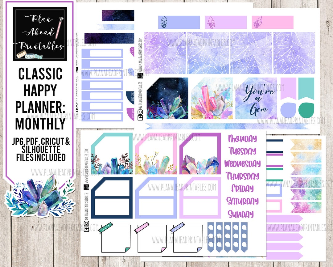 Happy Planner Printable Sticker Classic Monthly Kit, You're A Gem - Etsy