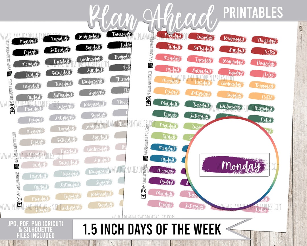 STORE CLOSING 1/15 PRINTABLE Planner Sticker Days of the Week Date ...