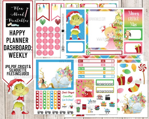 Calendars & Planners Merry Grinch-mas Happy Planner Printable Stickers ...