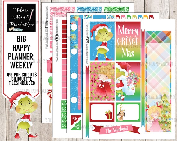 Calendars & Planners Merry Grinch-mas Happy Planner Printable Stickers ...