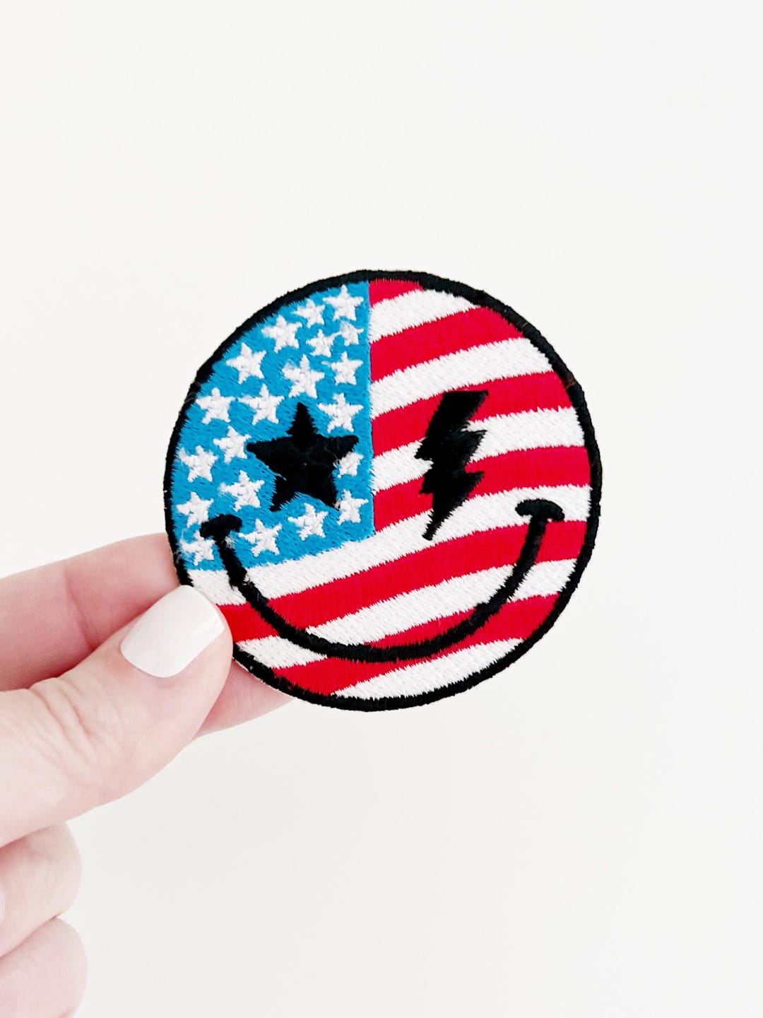 American Flag Smiley Face Iron on Patch, USA 4th of July Hat Patch - Etsy