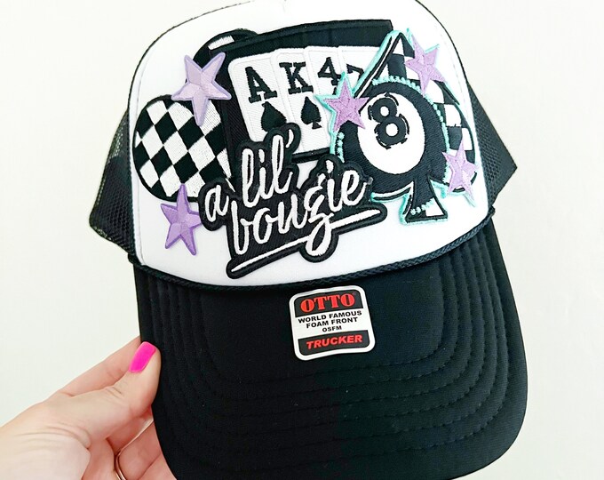 8 Ball, Poker, Vegas, Checkered Black and White Mid Crown OTTO Snap ...