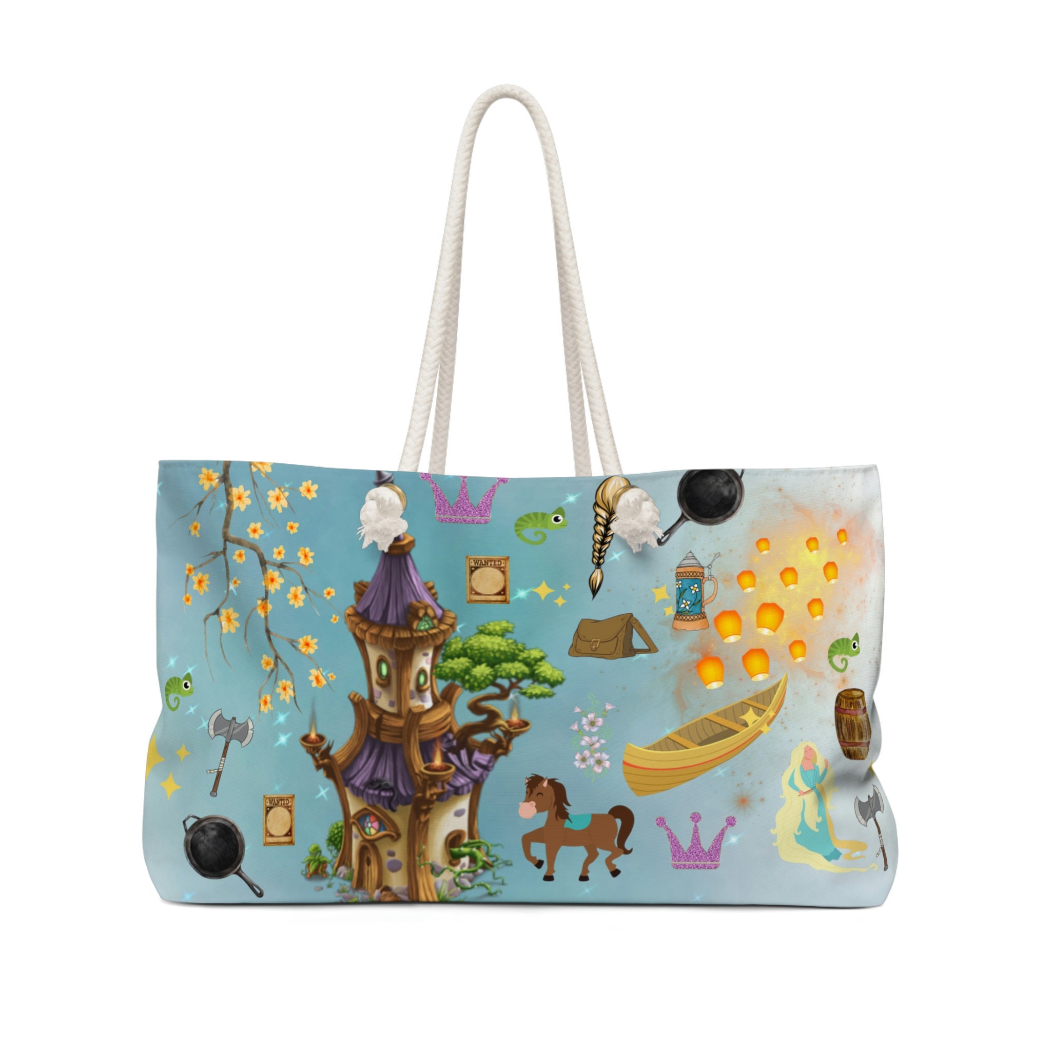 Tangled Weekender Bag, Rapunzel Overnight Bag, Disney Movie Suitcase