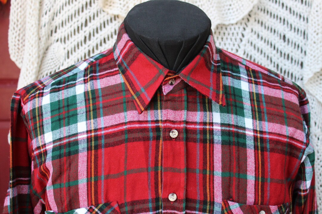 Men's Vintage Handsome Red Acrylic Flannel, Campus Flannel, Work ...