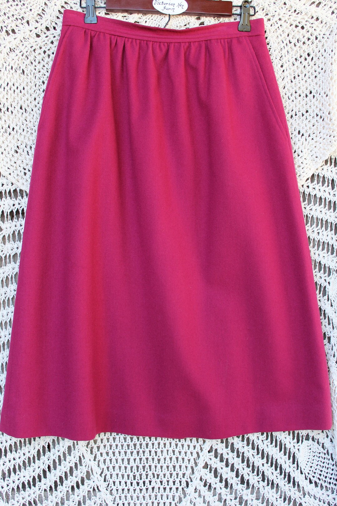 Ladies 80's Magenta Wool Skirt / Vintage Evan-picone A-style Pleated ...
