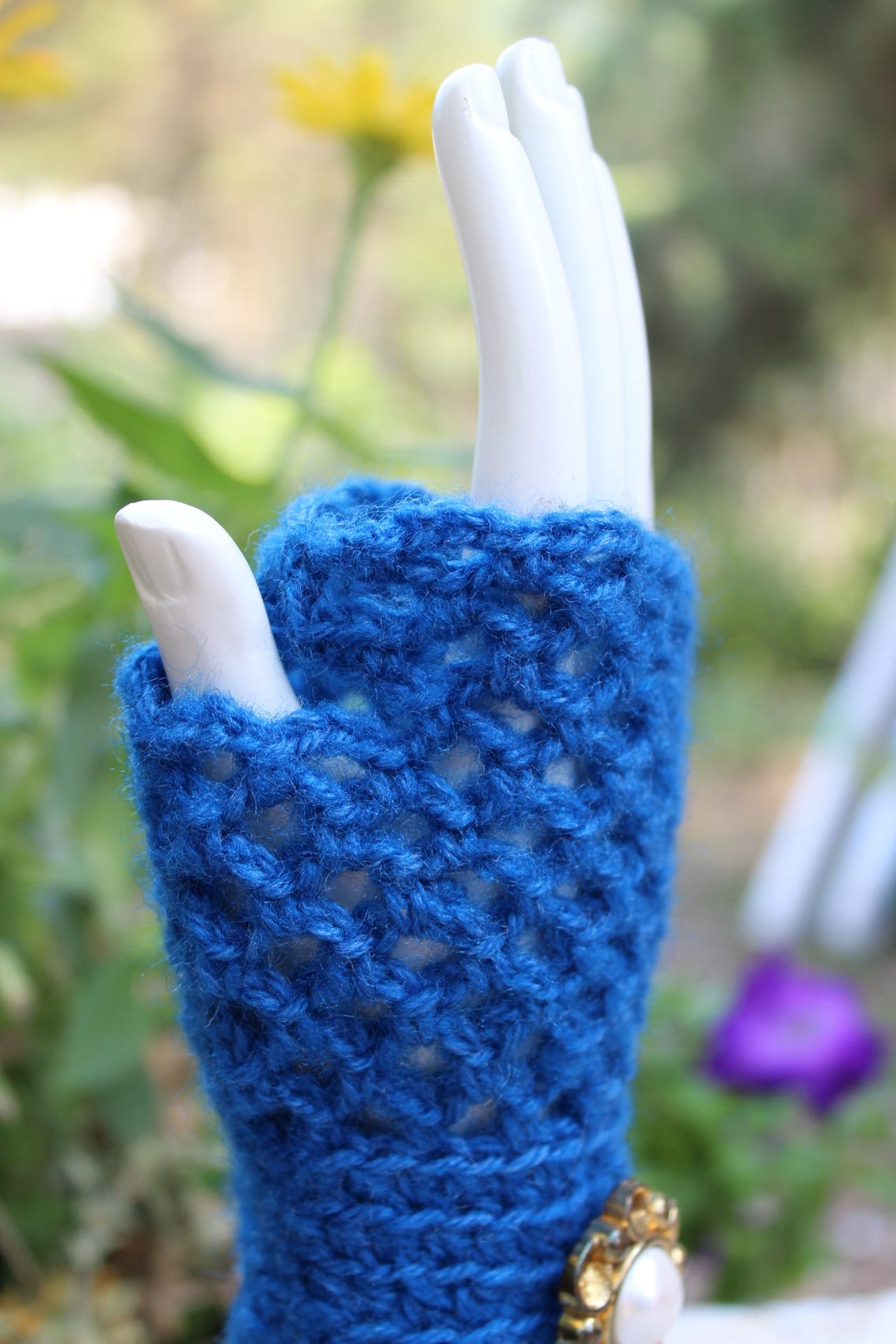 Women's Princess Royal Blue Fingerless Gloves One Size - Etsy UK
